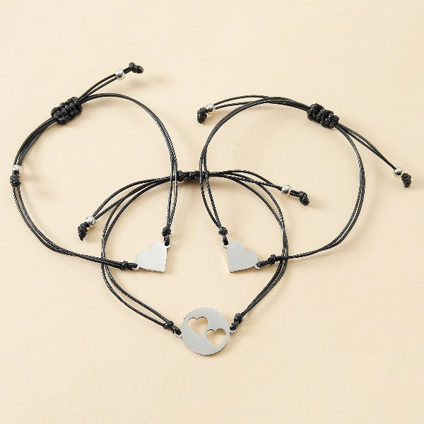 Adjustable Three Generations Heart Wish Bracelets with Presentation Ca ...